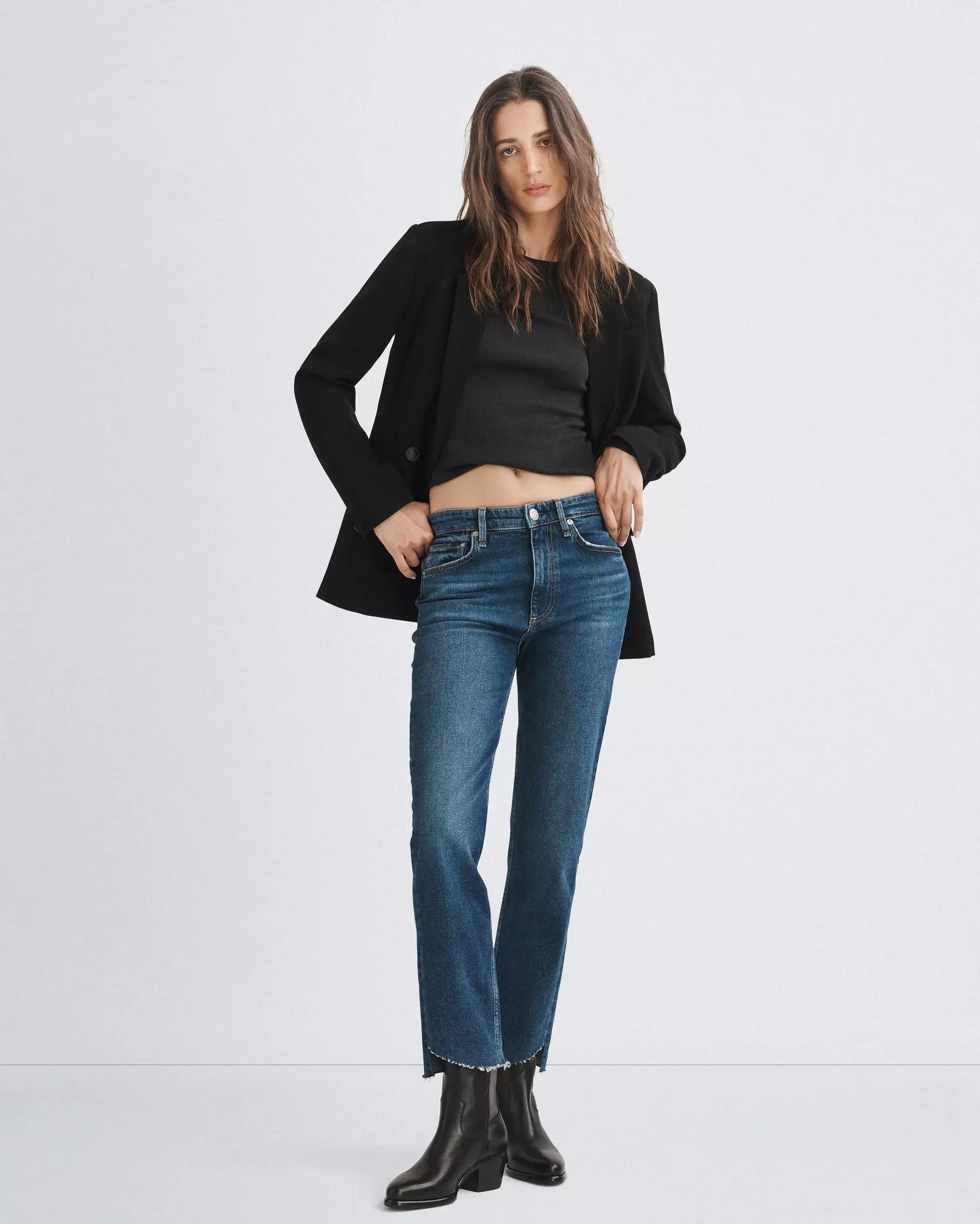 Rag & Bone - Harlow Pant in Marine wash - women's cotton pant – Basicality